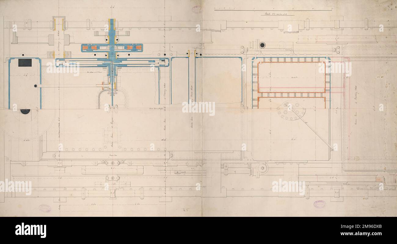Locomotive tank engine, 4 foot 9 inch driving wheel, plan and section 4 ...