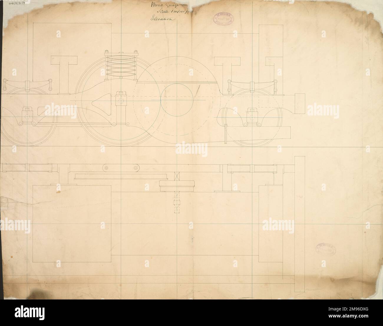 Locomotive engine, plan and side elevation Stock Photo - Alamy