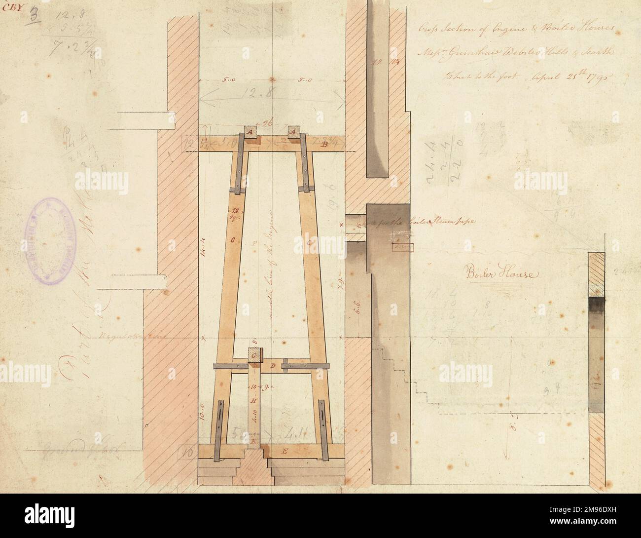 Cross section of engines and boiler houses Stock Photo - Alamy