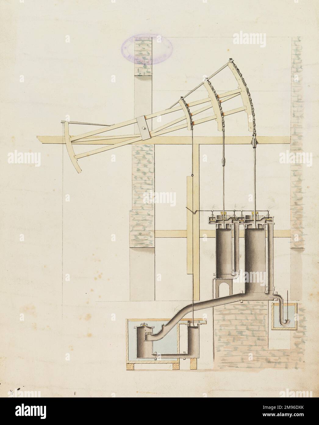 General view of engine and cross section, unidentified Stock Photo - Alamy