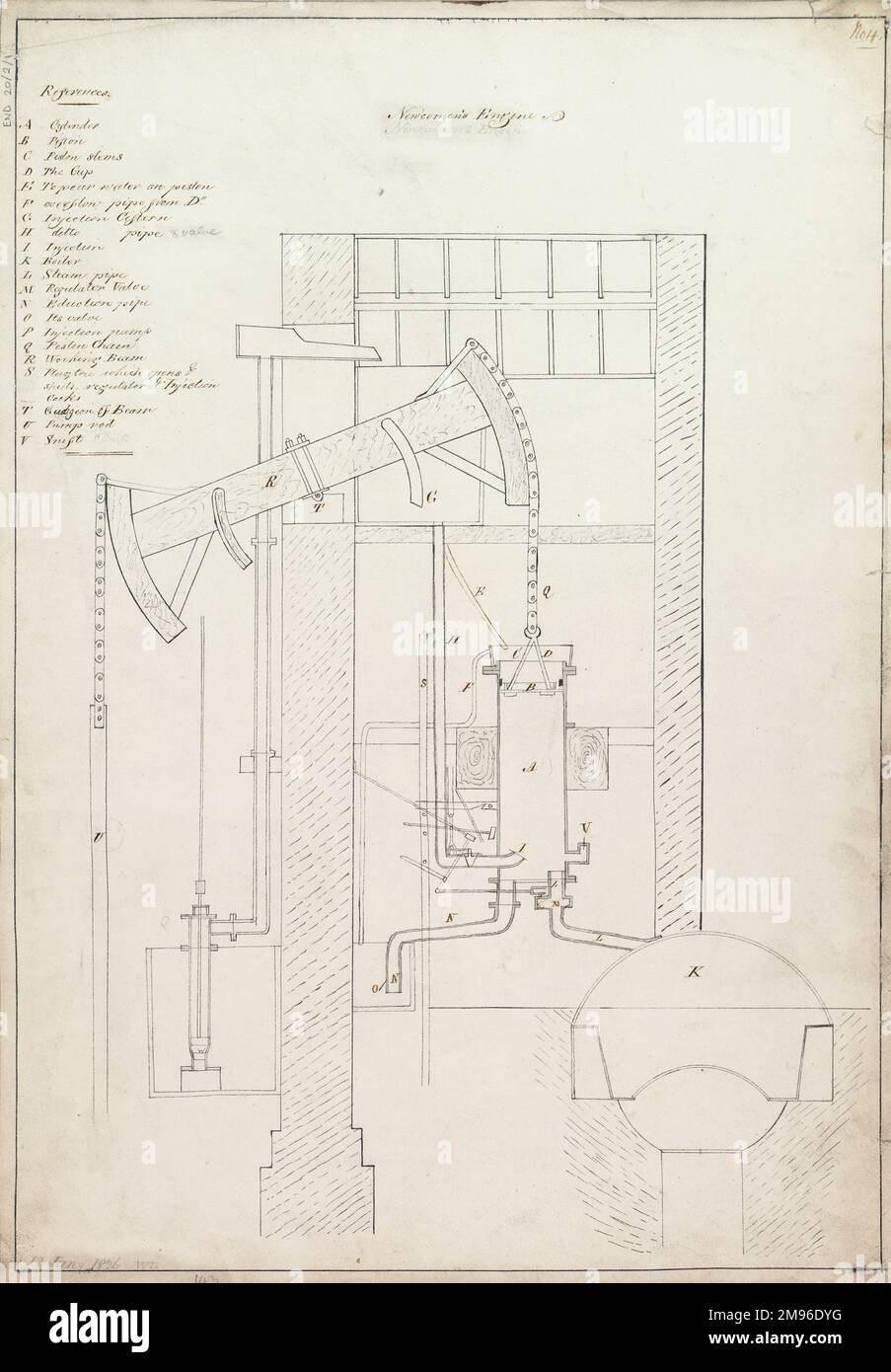 Newcomen's engine, drawing no 4 Stock Photo - Alamy