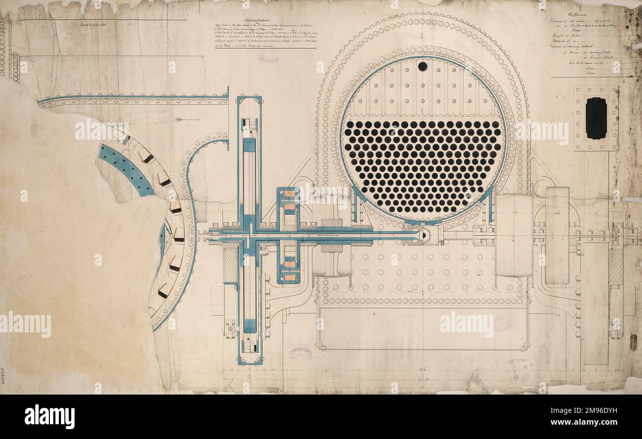 Locomotive engine, 6 foot 9 inch driving wheel, cross section Stock ...