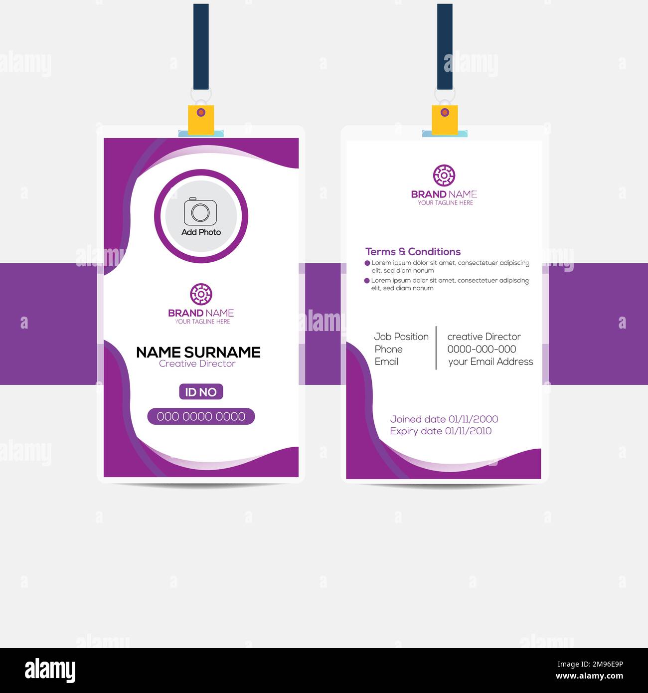 ID card design template. Corporate Business identity card for employees ...