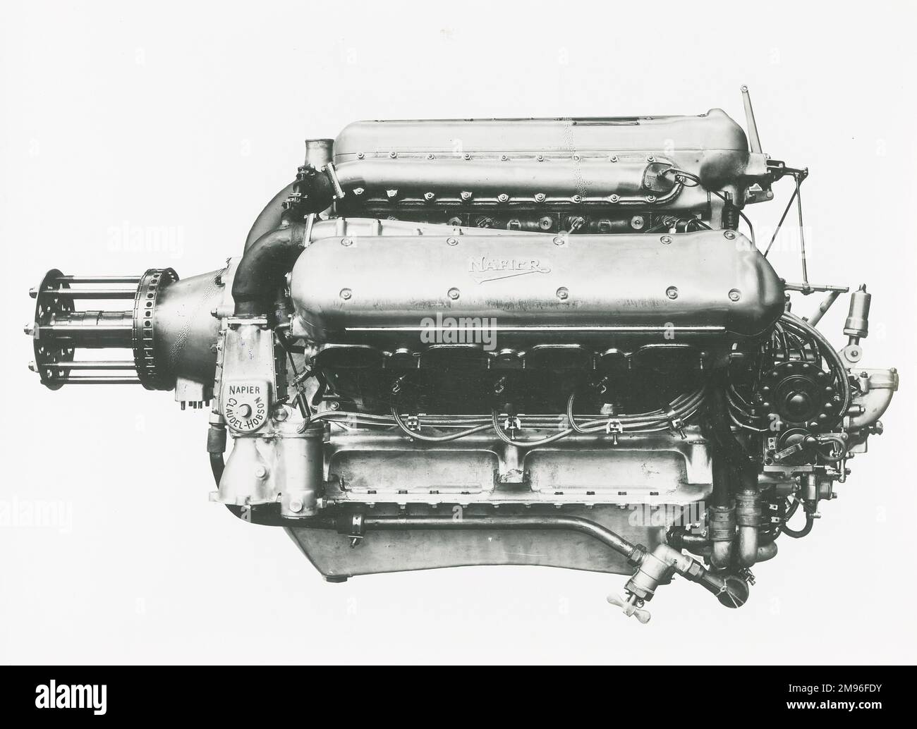Napier Lion Series II water-cooled aero engine, side view Stock Photo ...