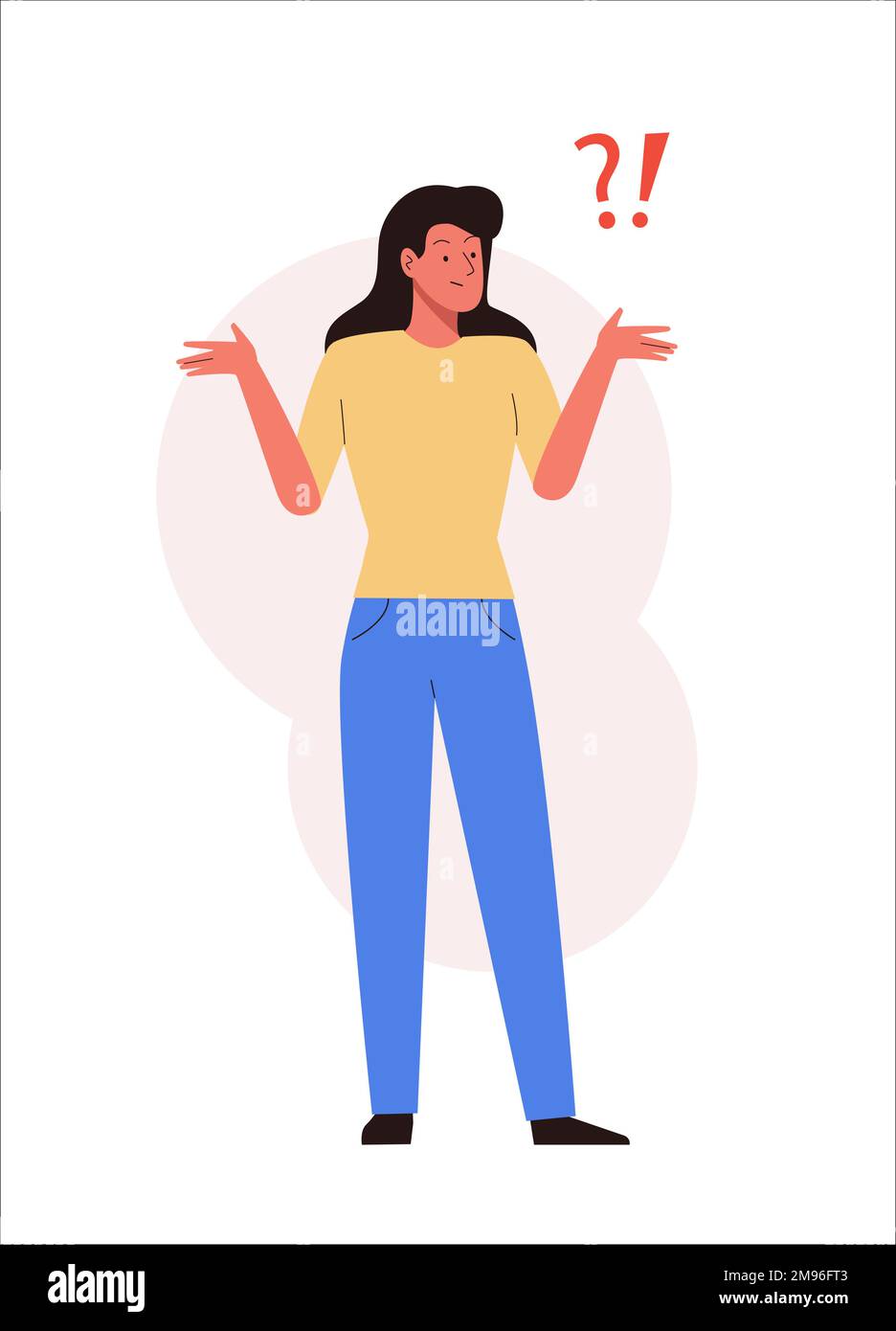 Woman wondering with question mark. Surprised shocked female Stock ...