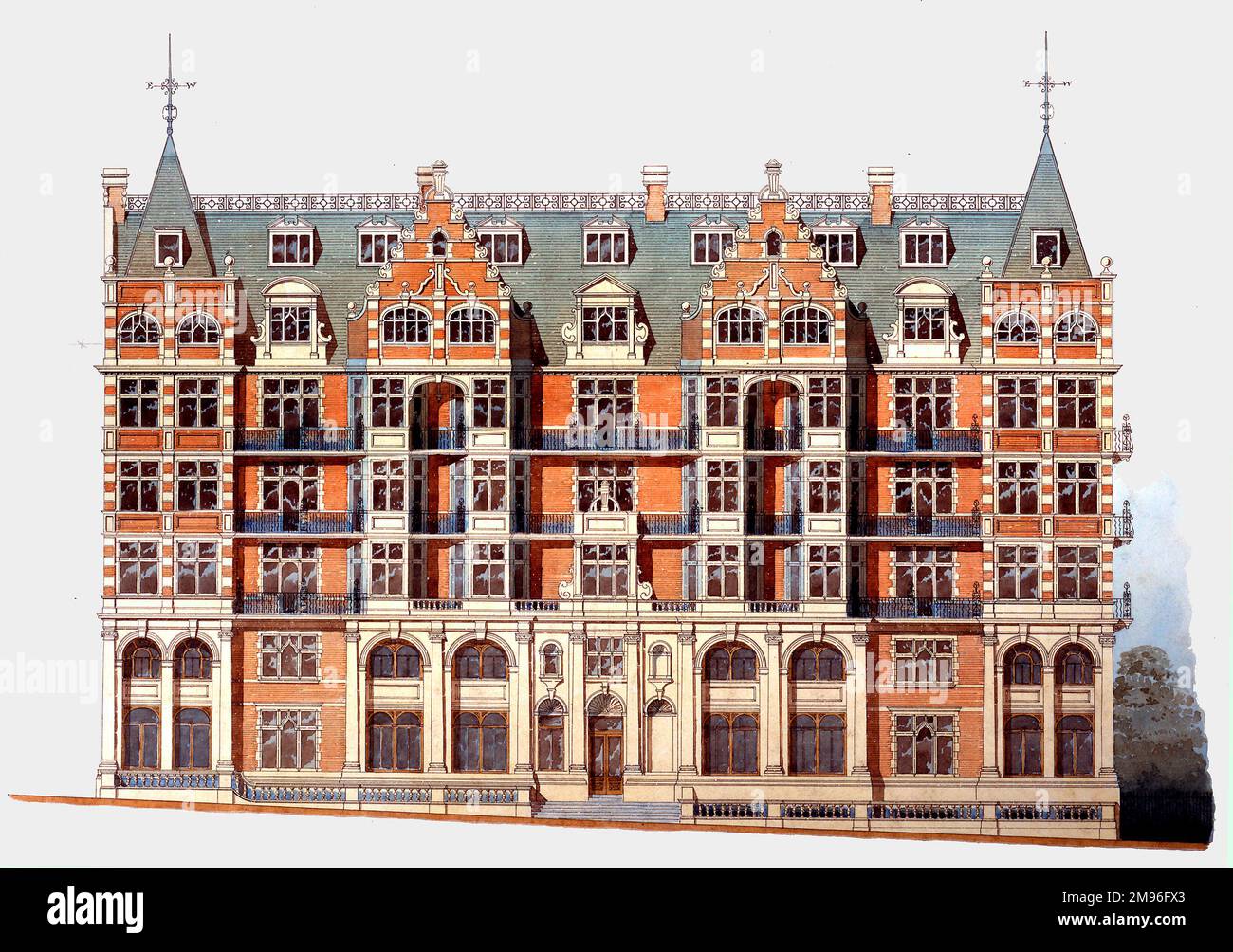 Architect's proposed front elevation, IMechE HQ, Storey's Gate, 1896 ...