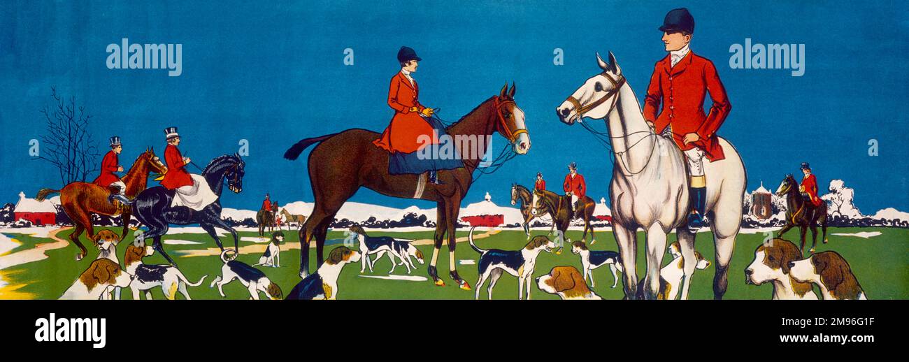 A decorative frieze illustrated with a scene showing a hunt with ...