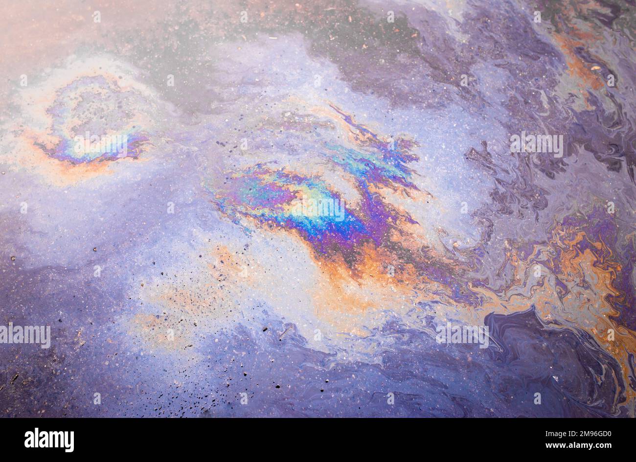 Oil stain on Asphalt, color Gasoline fuel spots on Asphalt Road as ...