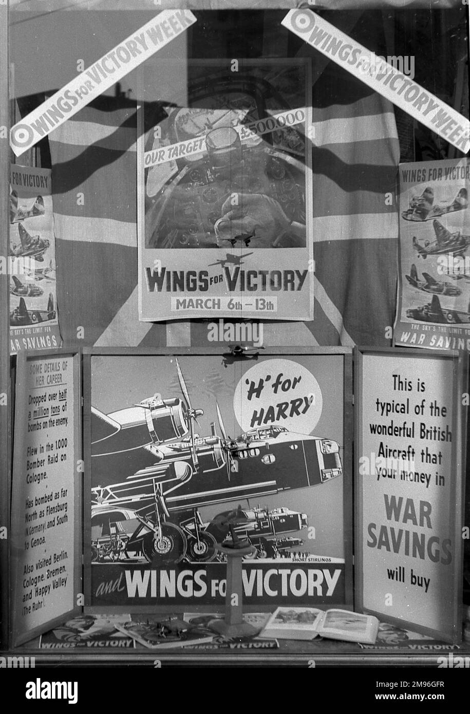 A Wings for Victory Week display stand during the Second World War ...