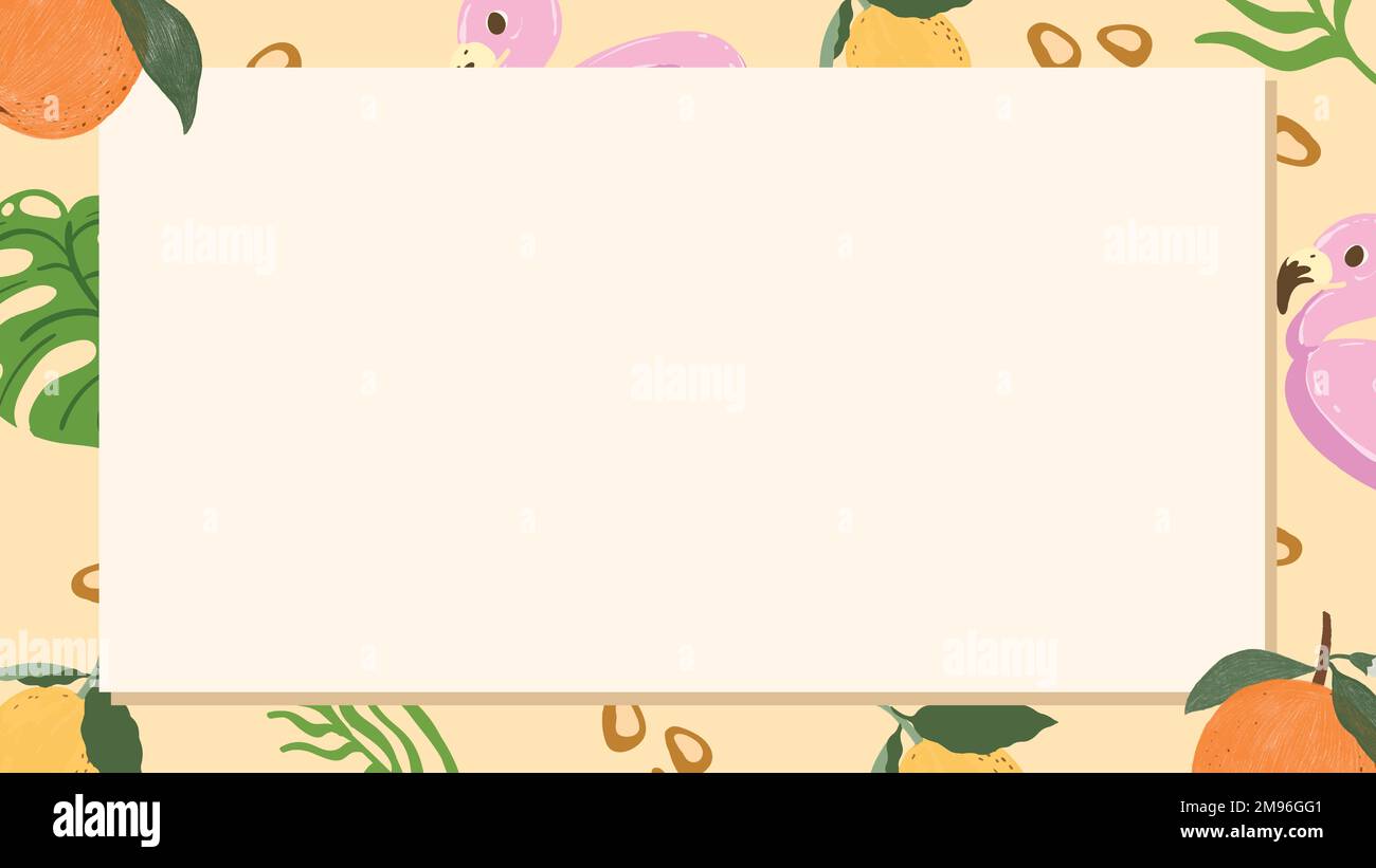 Tropical summer rectangle frame on a beige background vector Stock ...
