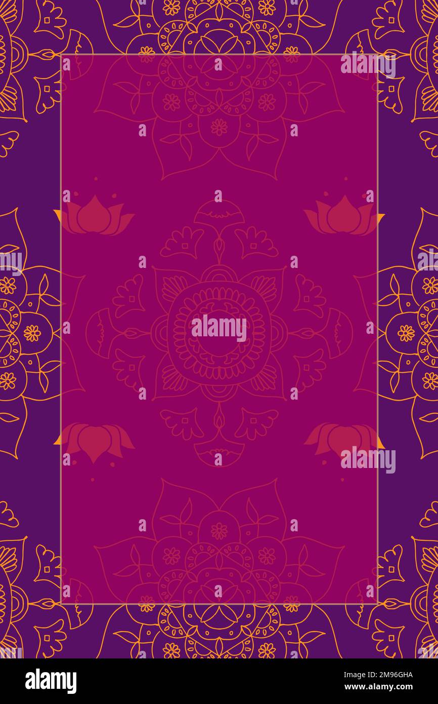 Pink Diwali festival rangoli vector Indian frame Stock Vector Image ...