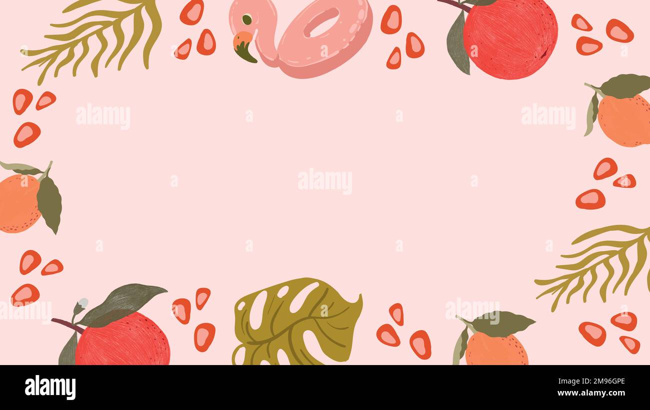 Tropical summer frame on a pink background design vector Stock Vector ...