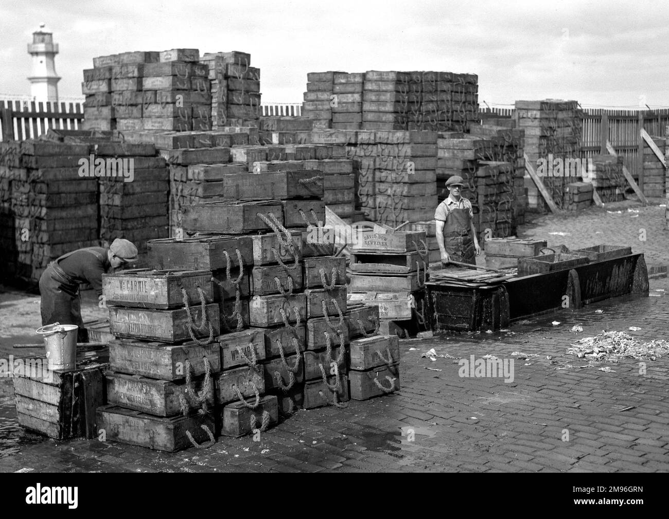 Fish crate crates Black and White Stock Photos & Images - Alamy