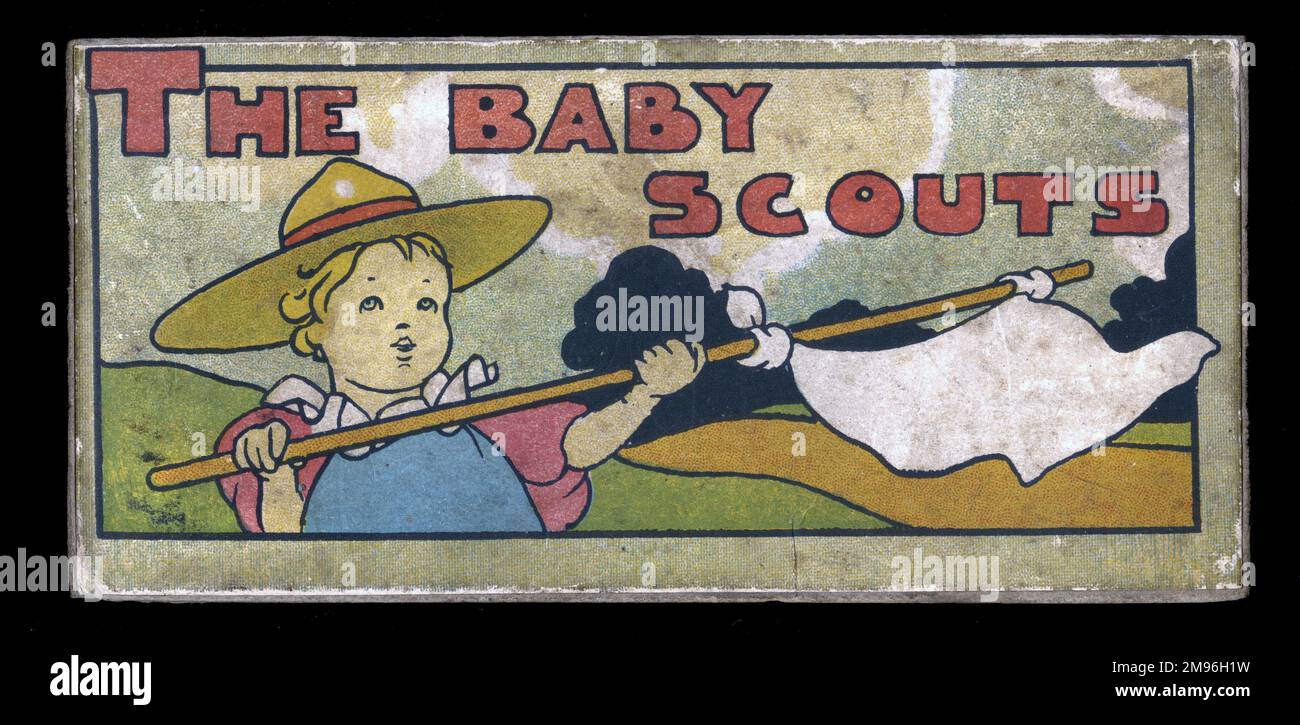 Baby Scouts -- cover design, showing a little boy scout waving a white ...
