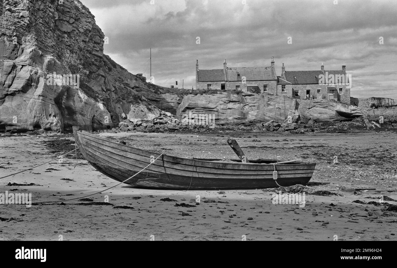 Coastal scene with boat at Cove, Scotland Stock Photo - Alamy