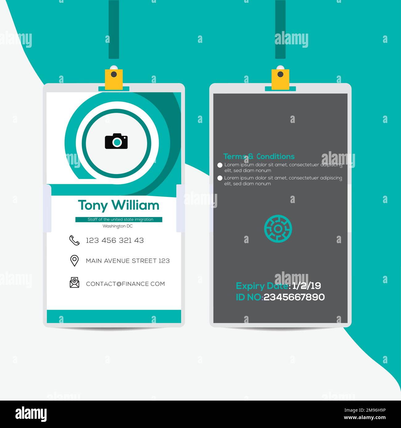 ID card design template. Corporate Business identity card for employees ...