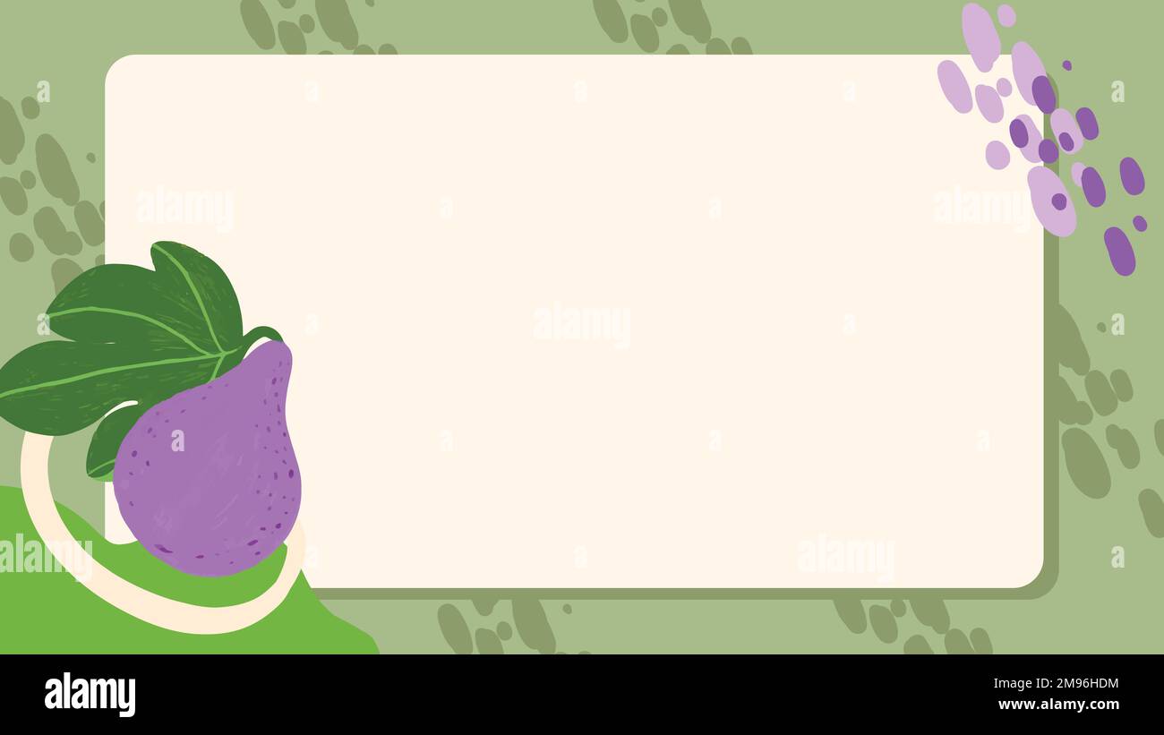 Pear fruit rectangle frame on a green background design vector Stock ...