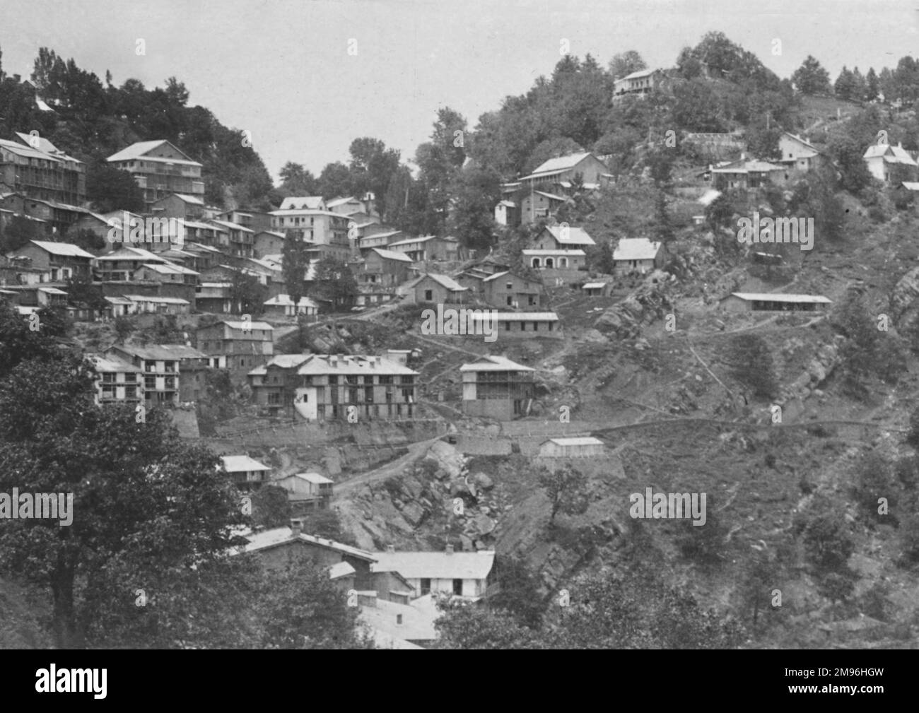 Buildings on a hillside at Murree, India (now Pakistan Stock Photo - Alamy
