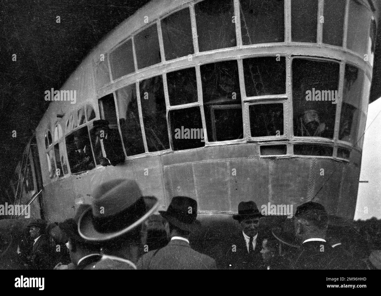 People in and around the German Graf Zeppelin airship. Seen here is a ...