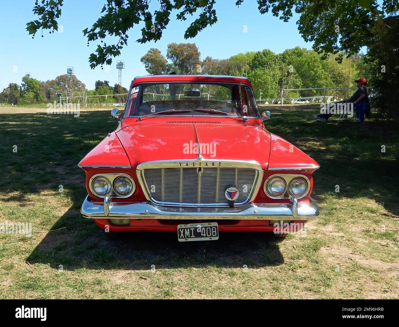 old red 1961 Chrysler Plymouth Valiant V 200 compact four door sedan in ...