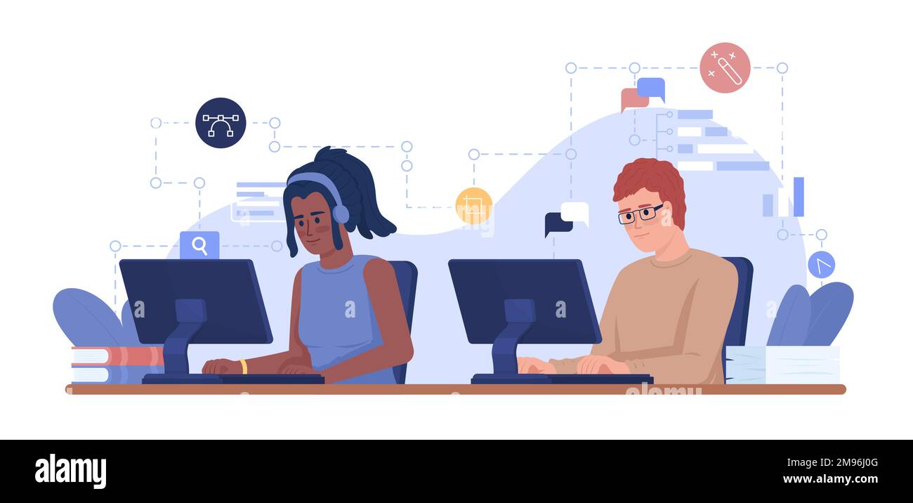 Graphic design agency 2D vector isolated illustration Stock Vector ...