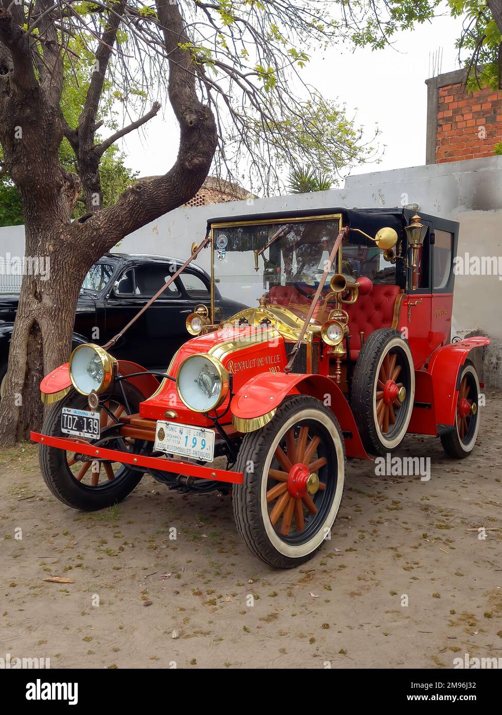 Lanus, Argentina - Sept 24, 2022: Antique old red 1912 Renault De Ville ...