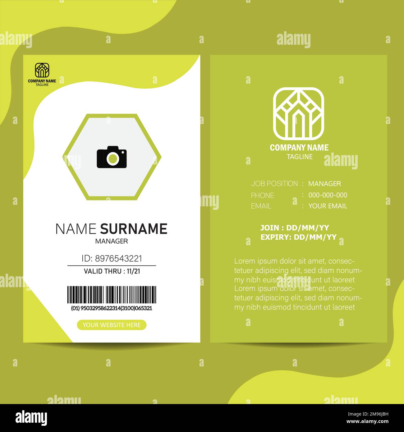 ID card design template. Corporate Business identity card for employees ...
