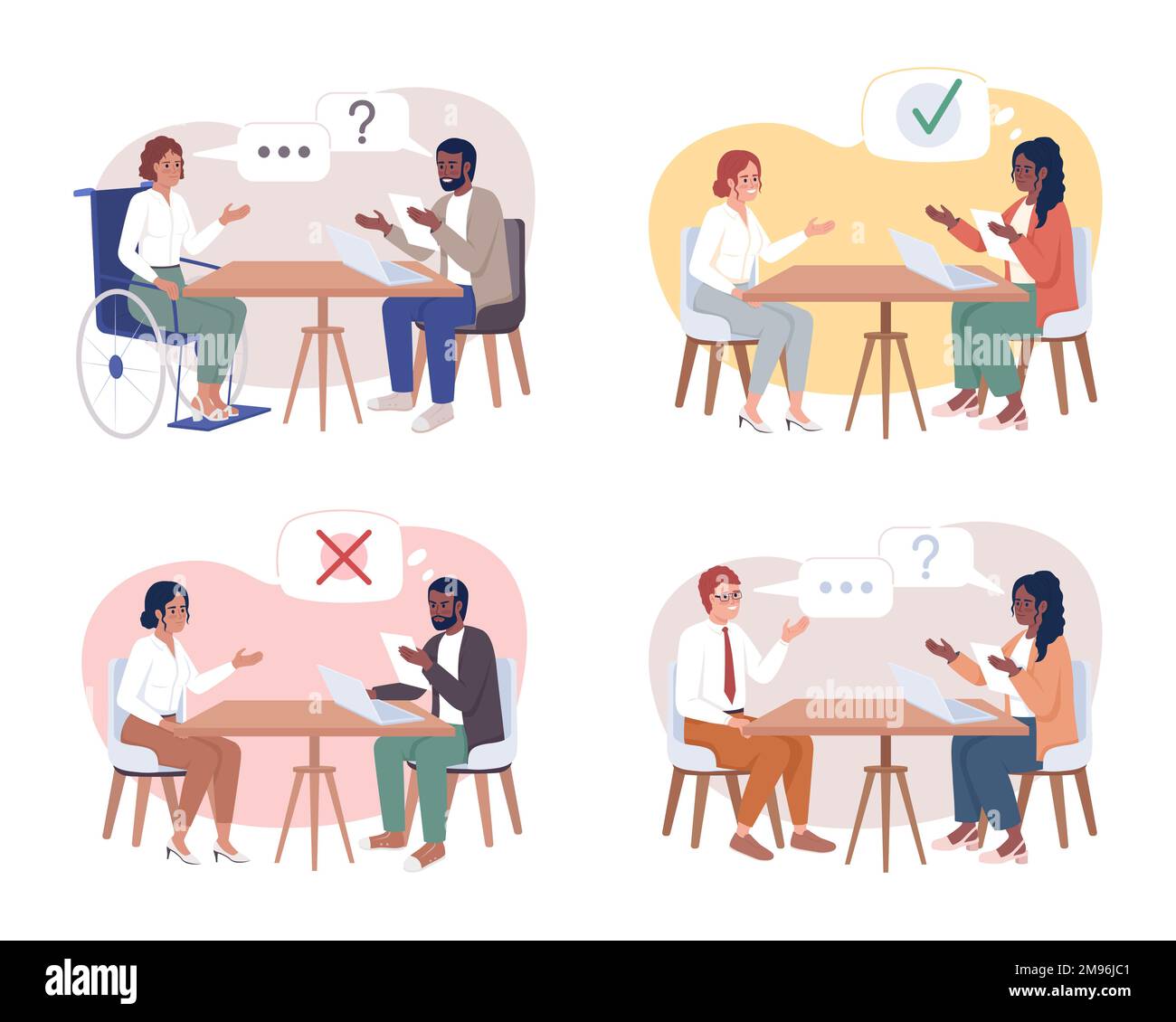 Job interview 2D vector isolated illustration set Stock Vector Image & Art - Alamy