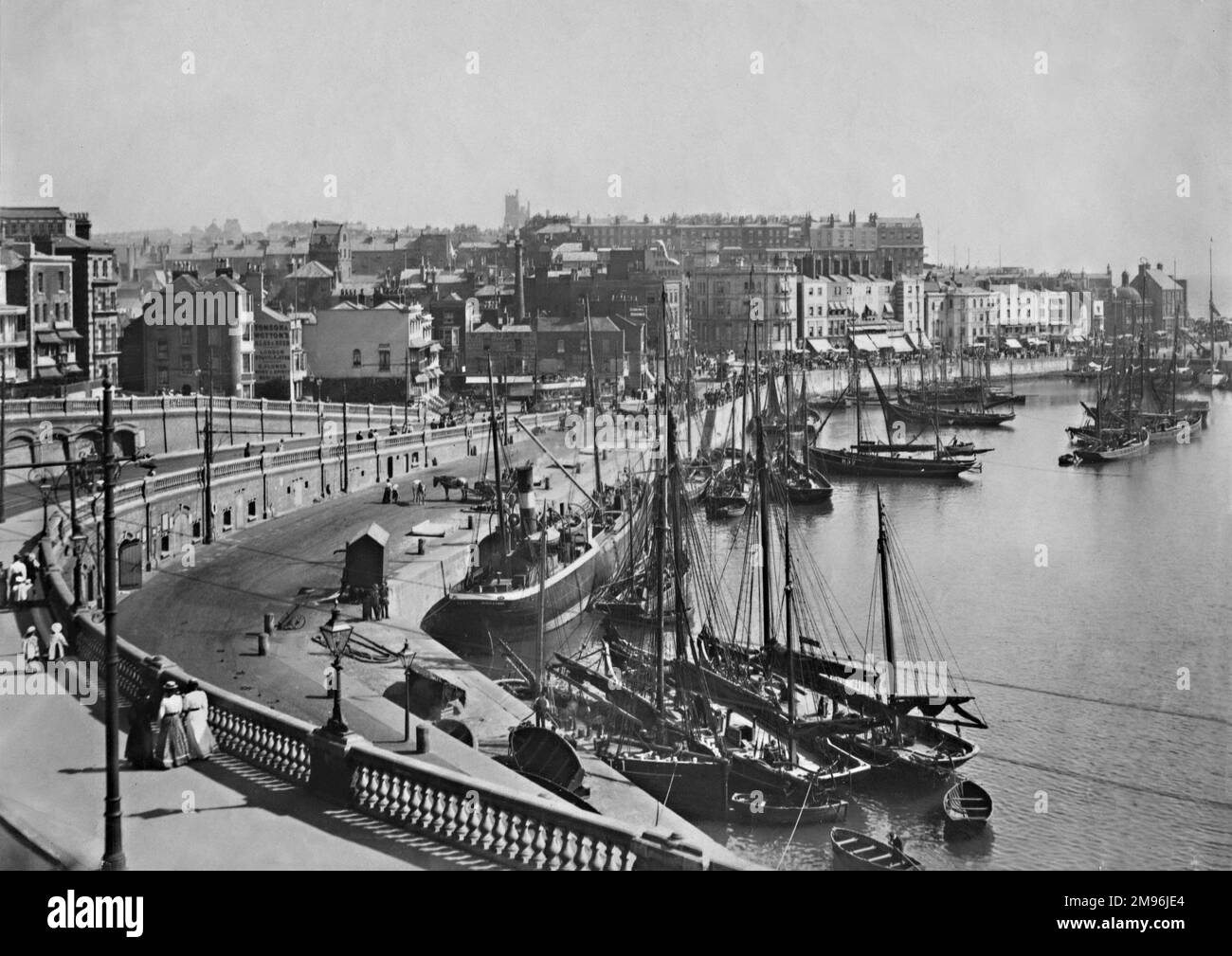 Ramsgate, Kent - Harbour scene with fishing boats and pedestrians Stock ...