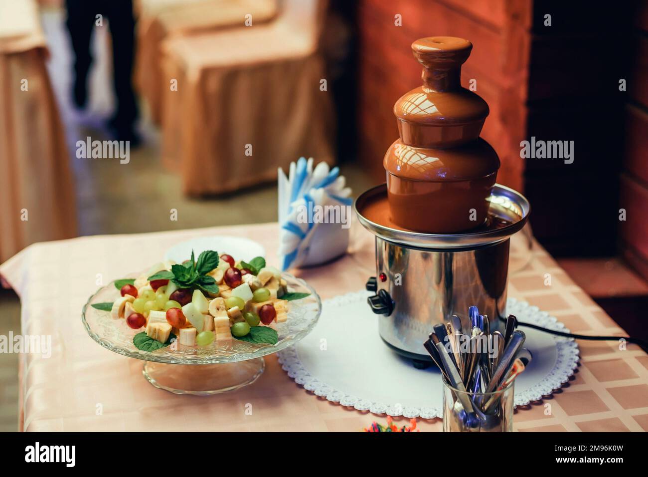 Chocolate fountain table dessert hi-res stock photography and images ...