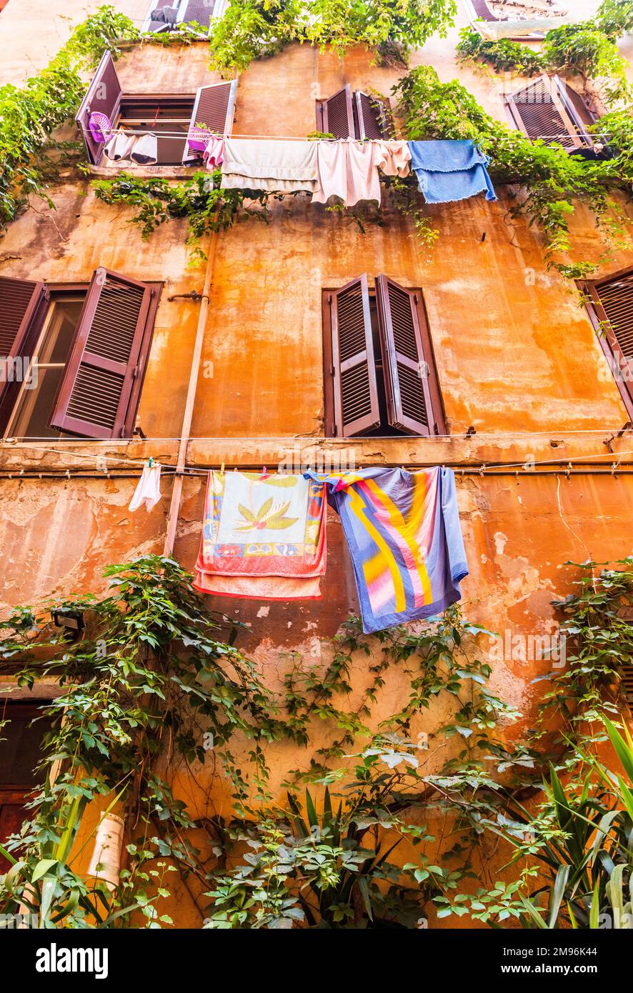 Beautiful old street in Trastevere. Rome, Italy. Trastevere is one of ...