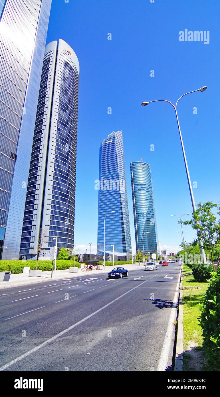 View of the buildings of the four towers of Madrid, Spain, Europe Stock ...