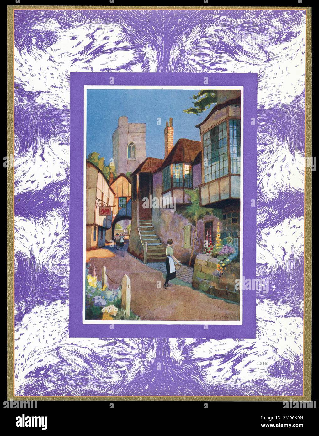 Chocolate box design, featuring a village street scene with old ...