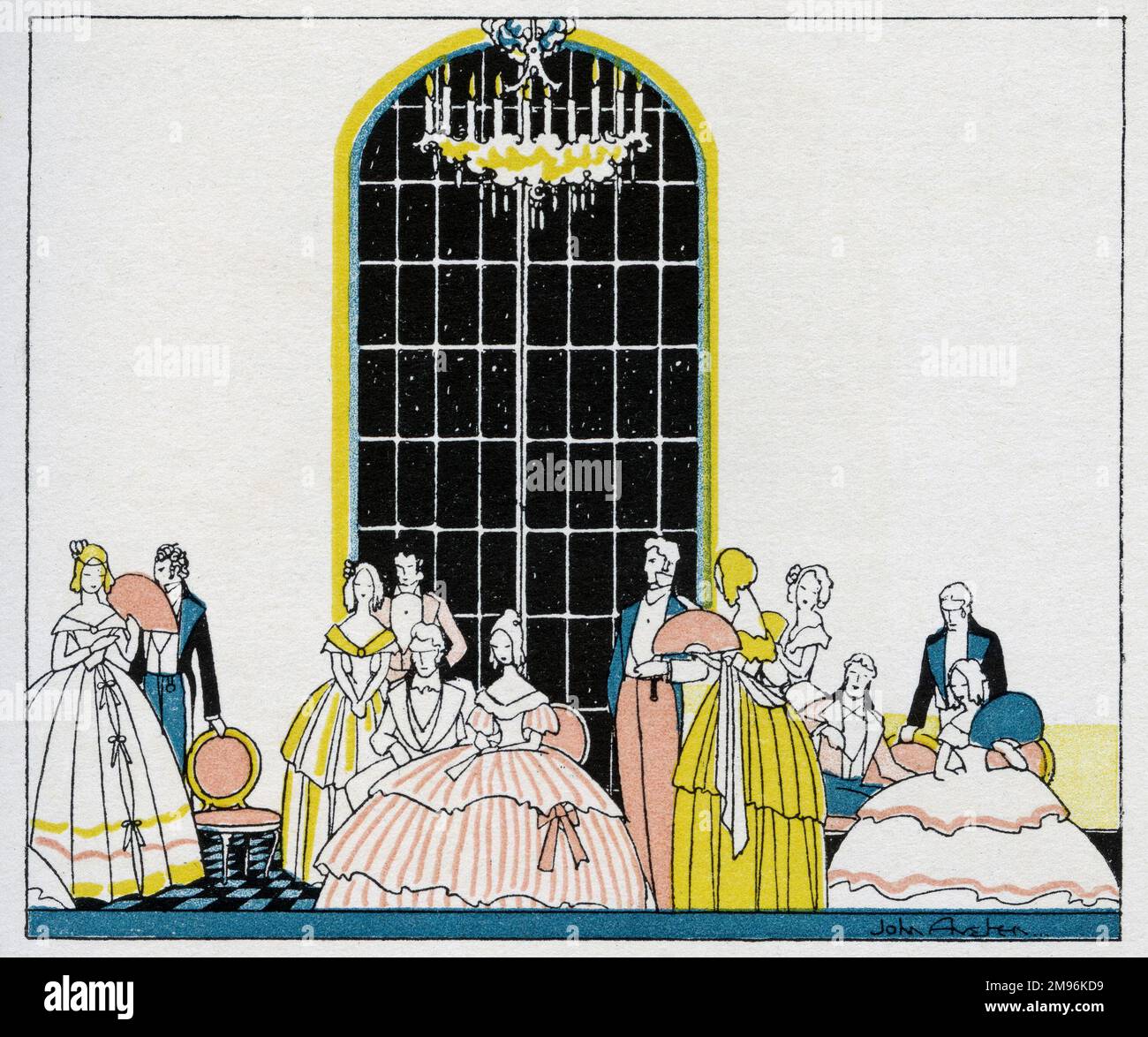 Harlequin illustration, showing a group of people at a ball Stock Photo ...