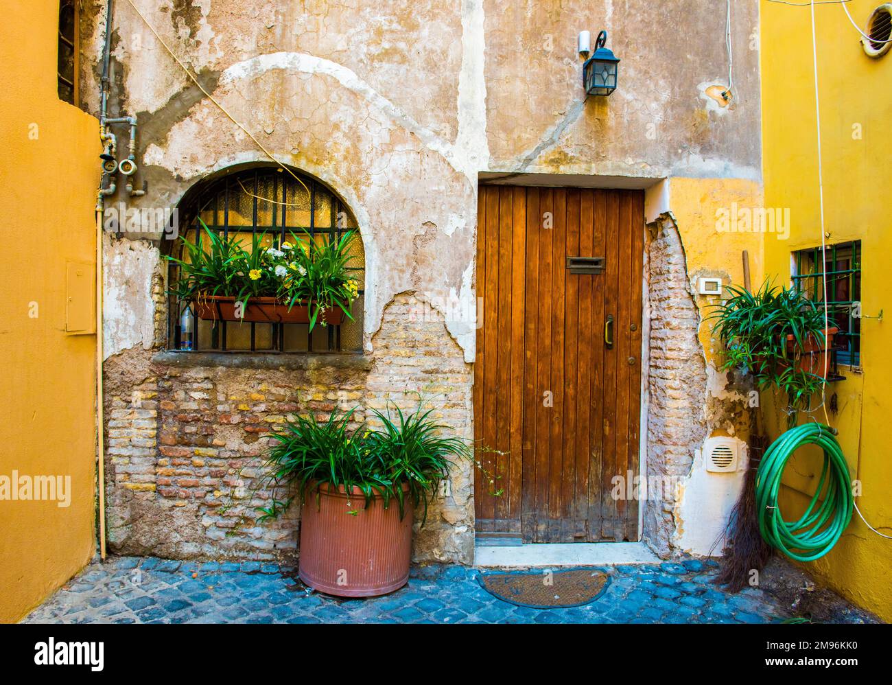 Beautiful old street in Trastevere. Rome, Italy. Trastevere is one of ...