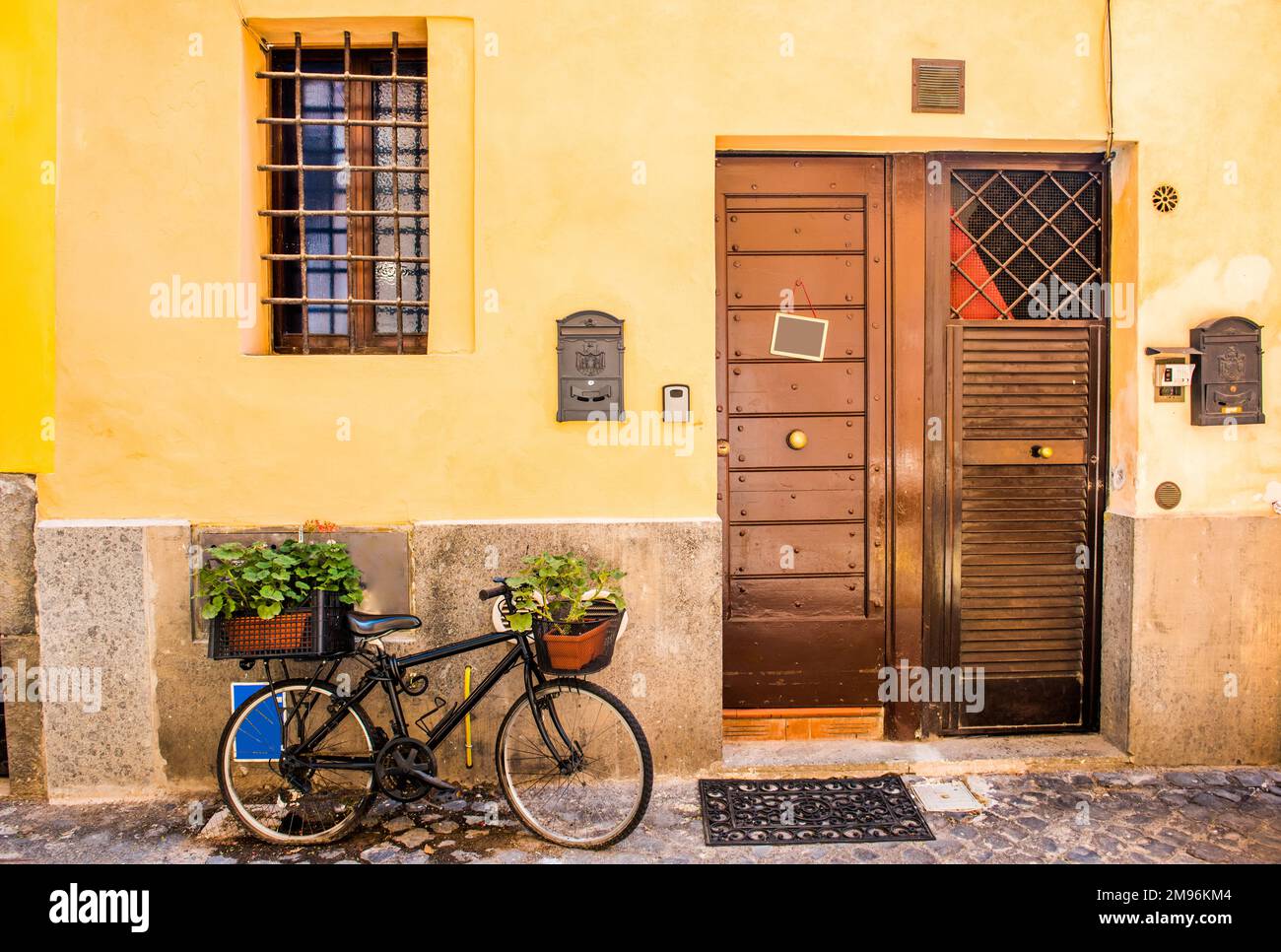 Beautiful old street in Trastevere. Rome, Italy. Trastevere is one of ...