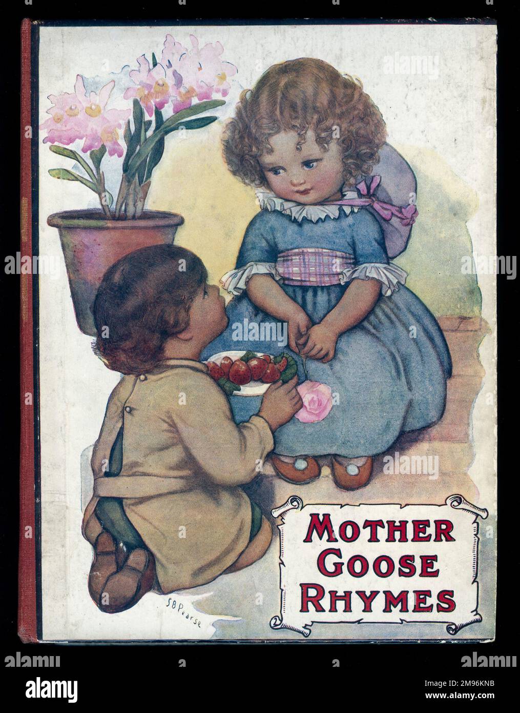 Cover design, Mother Goose Rhymes -- a cute little girl and boy ...