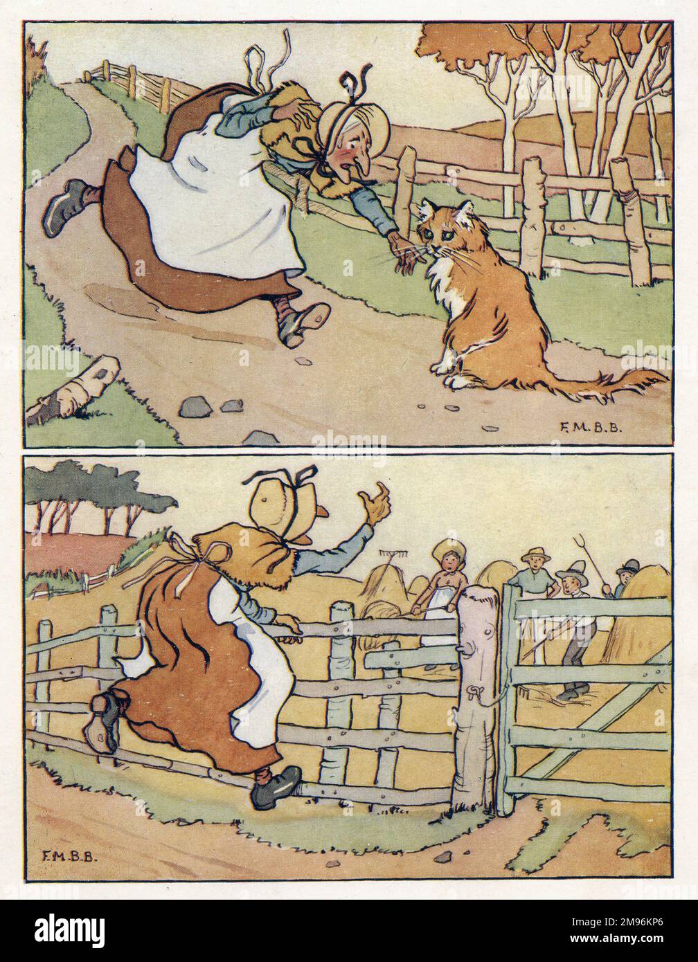 Nursery Rhymes -- two illustrations, The Old Woman and Her Pig. She ...