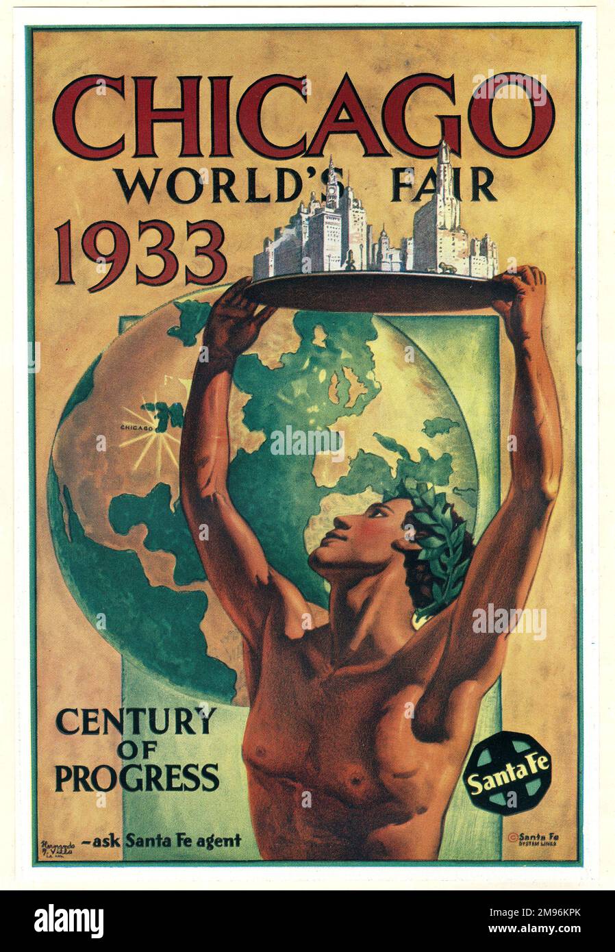 Poster design, Chicago World's Fair 1933, featuring a classical figure ...