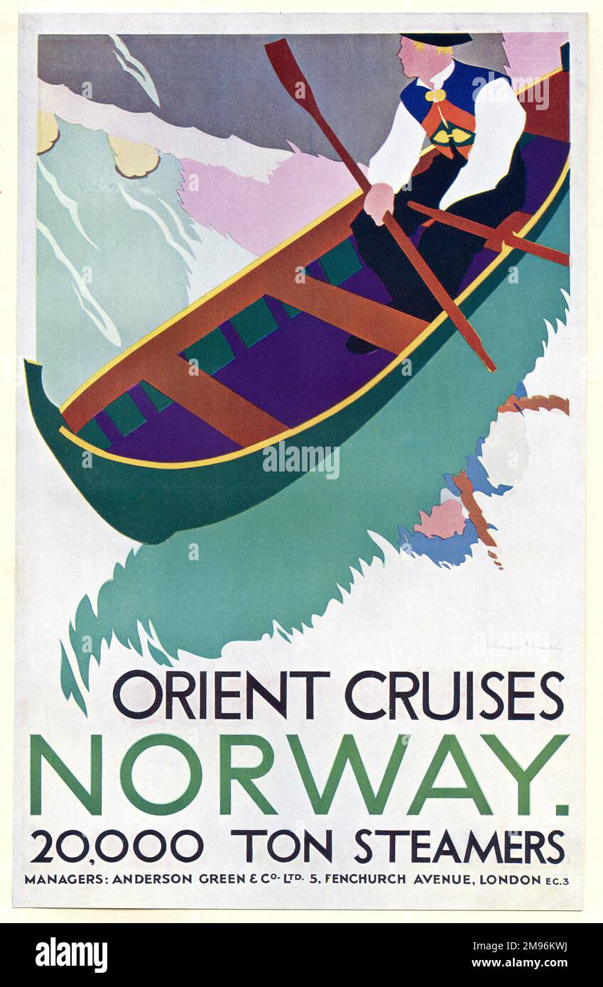 Poster design, Orient Cruises to Norway in 20,000 ton steamers ...