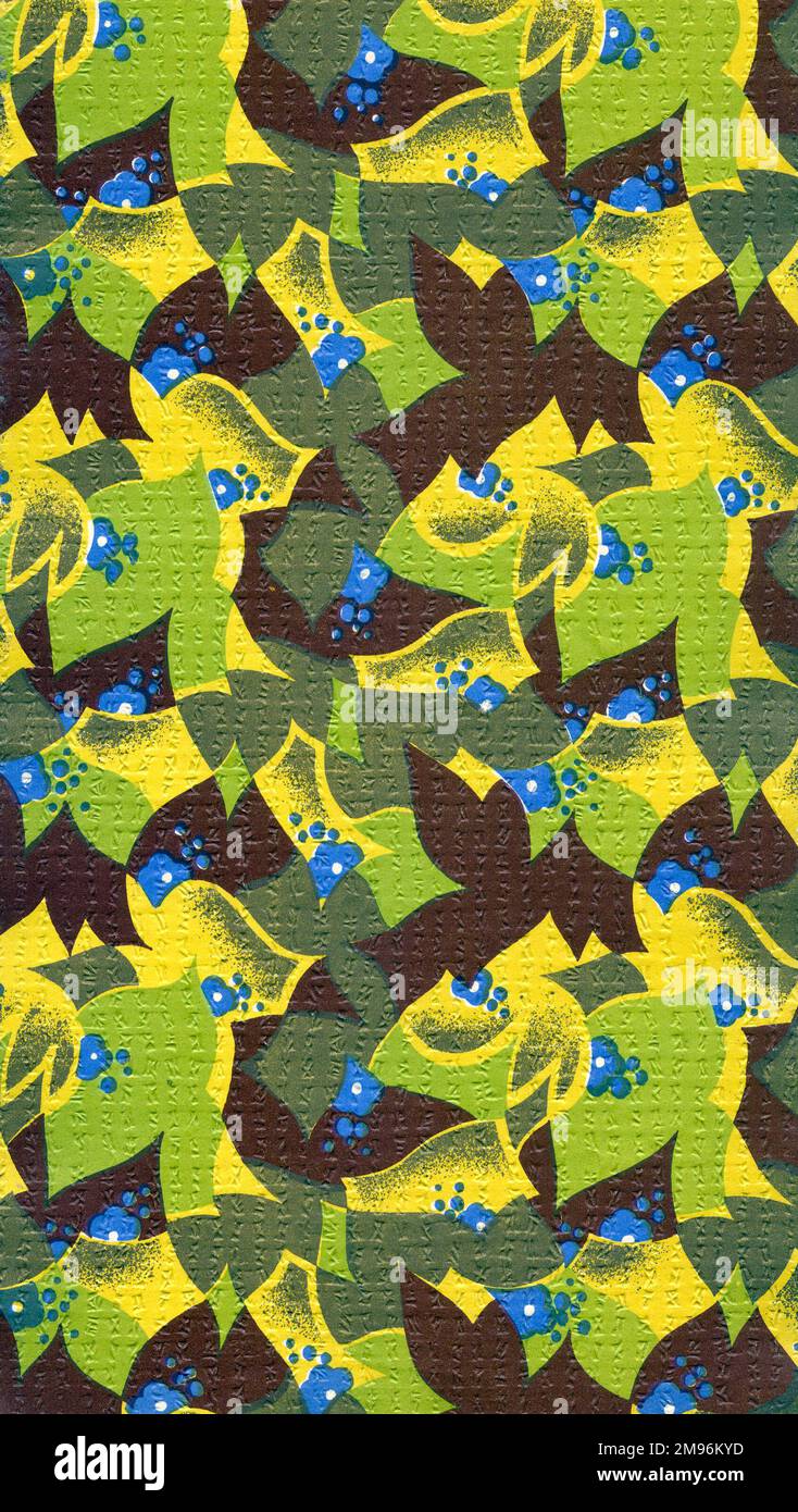 Wrapping Paper Sample Design -- stylised repeated pattern in lemon and ...