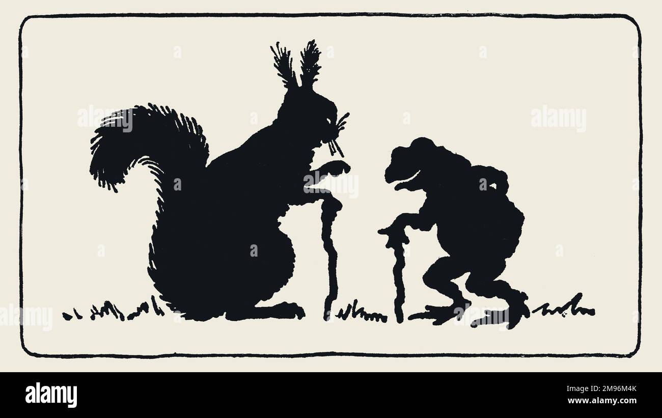 Tickety Tock Silhouette Illustration -- an elderly squirrel and an ...