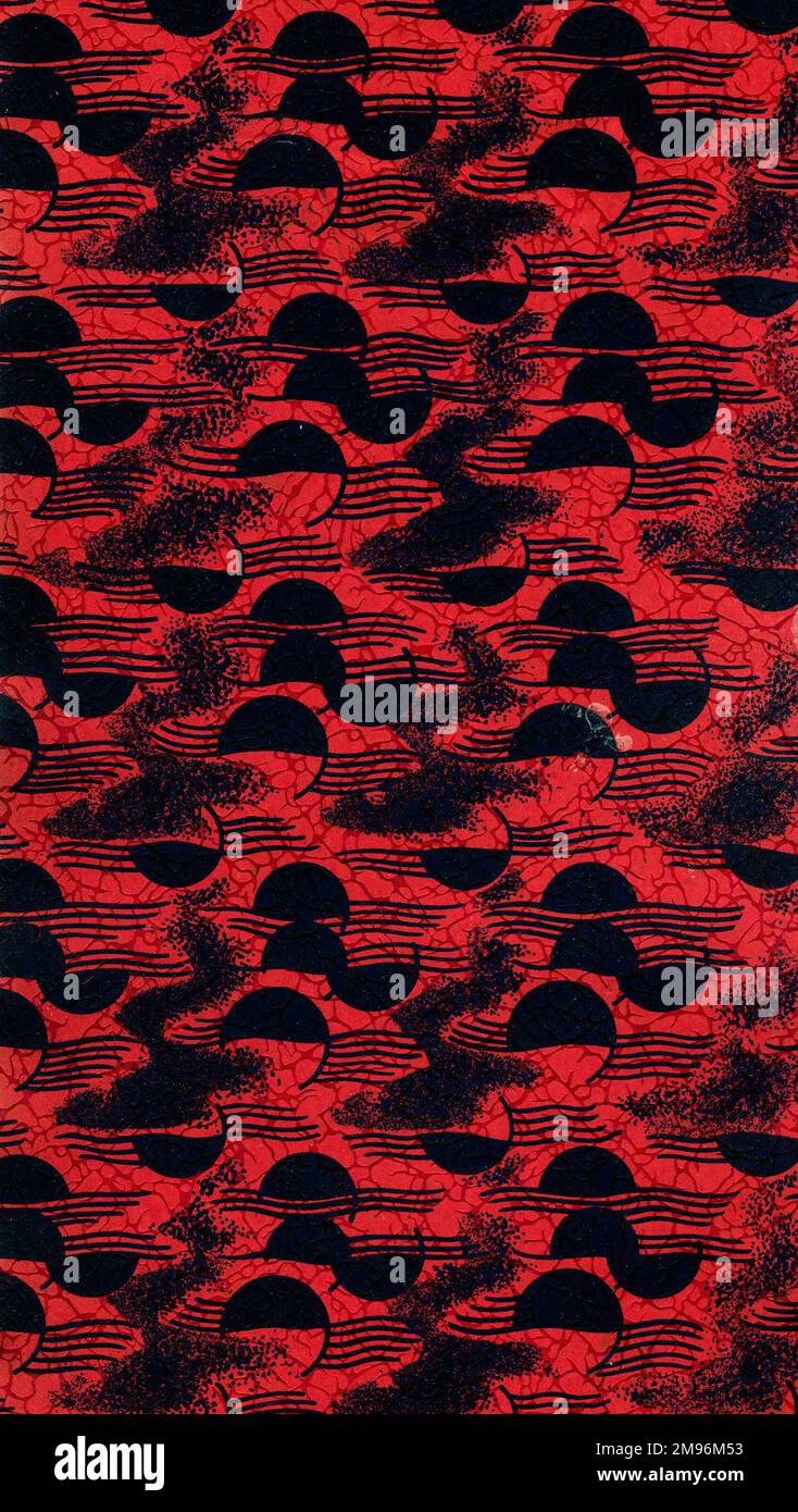 Wrapping Paper Sample Design -- red and black circular and wavy pattern ...