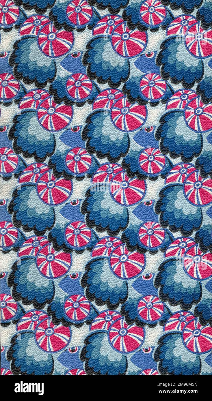 Wrapping Paper Sample Design -- multi-coloured shapes in a repeated ...