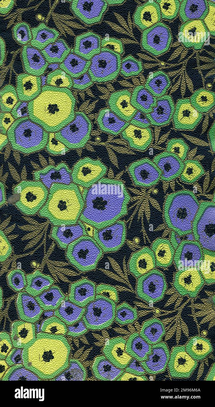 Wrapping Paper Sample Design -- mauve and lime flowers with gold leaves ...