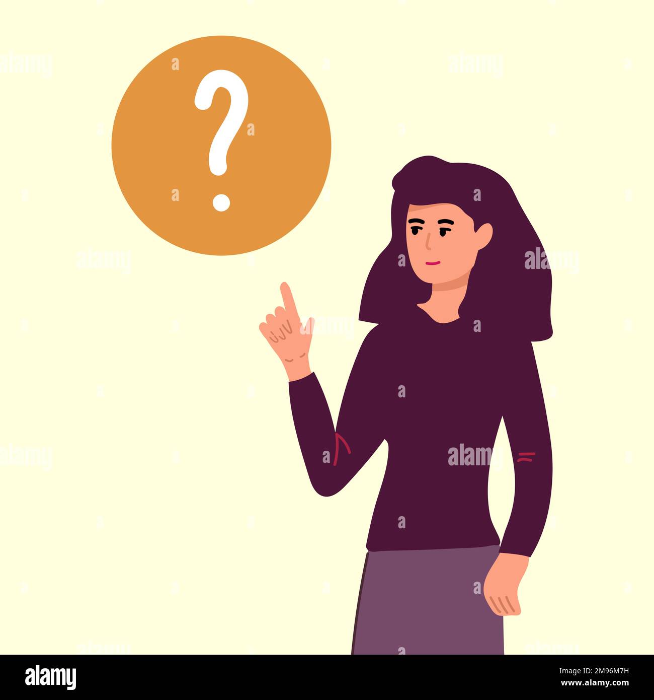 woman asks a question Person thinking about question of good investment ...