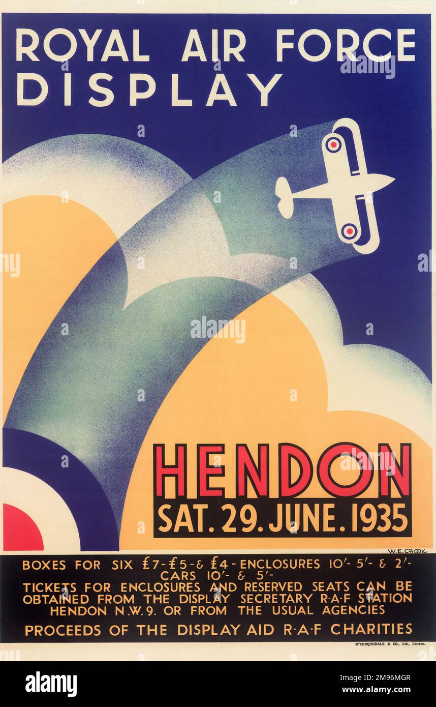 Royal Air Force Display Poster, Hendon, showing a stylised biplane in ...