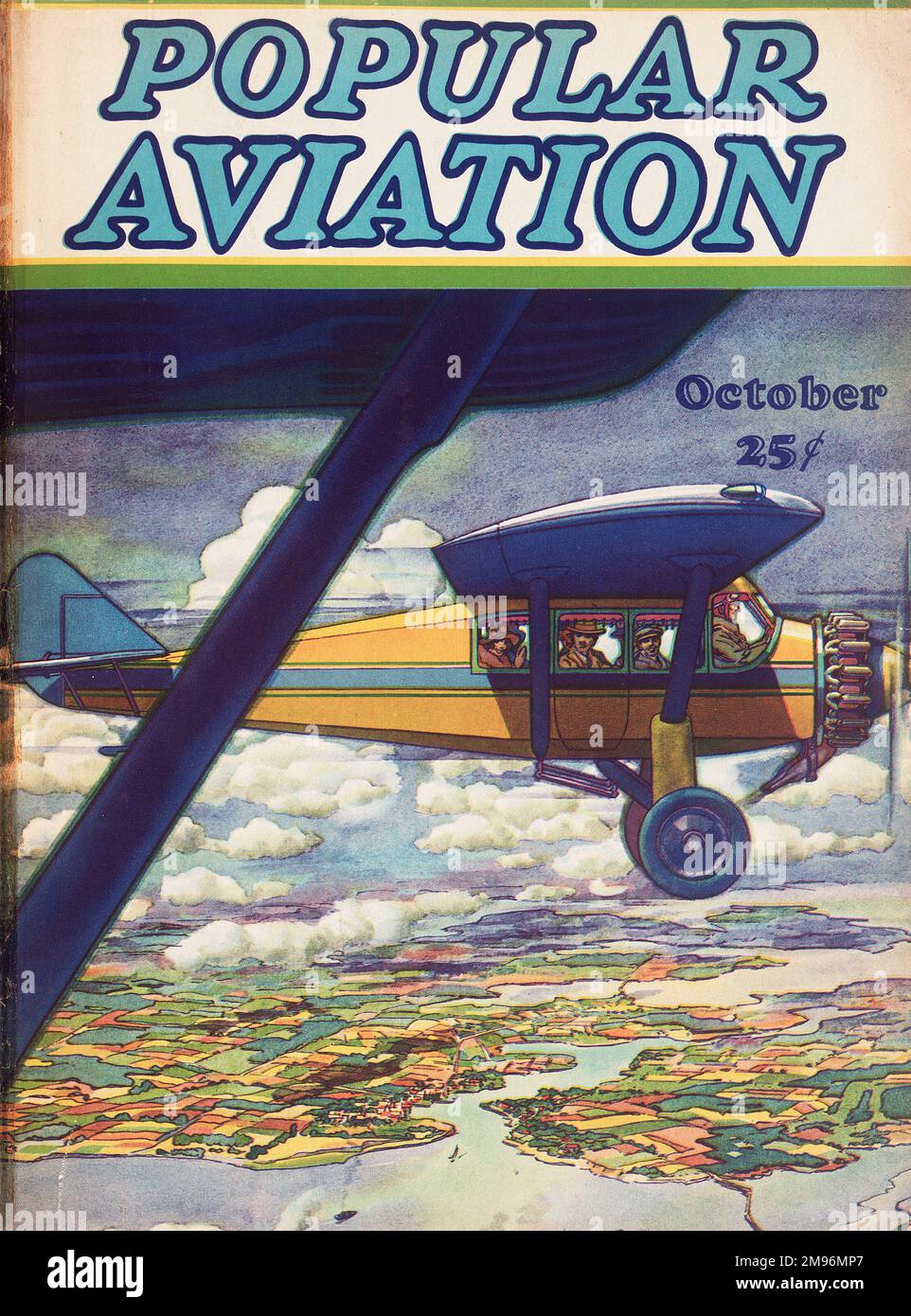 Cover design, Popular Aviation Magazine, showing a passenger plane with ...
