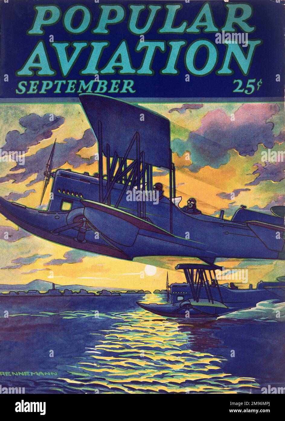 Cover design, Popular Aviation Magazine, showing a seaplane by ...