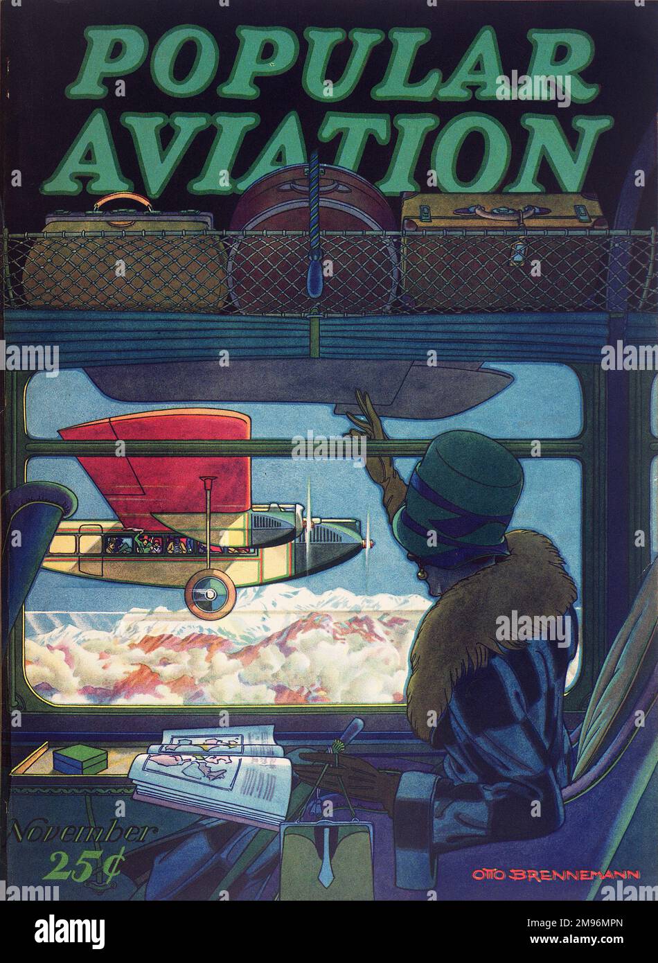 Cover design, Popular Aviation Magazine, showing a woman waving to ...